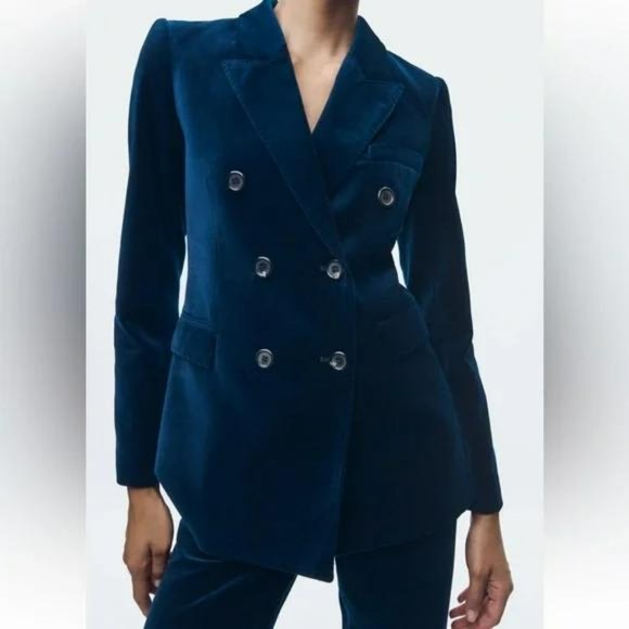 Zara | Jackets & Coats | Zara Doublebreasted Velvet Jacket Zw ...